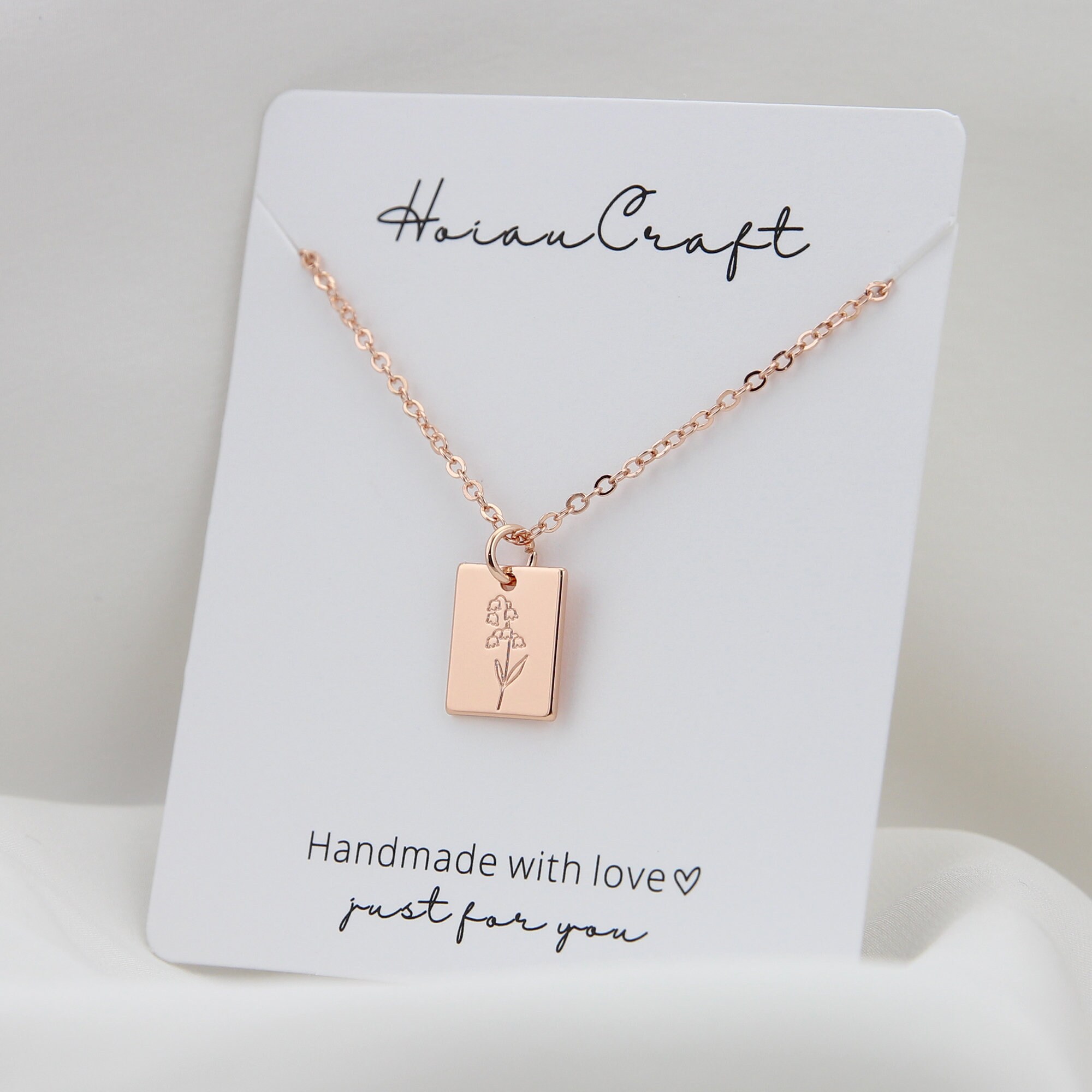 Birth Flower Rectangle Disc Necklacepersonalized Month Floral - Etsy