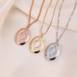 Custom Initial Locket Necklace, Birth Flower Medallion Necklace ...