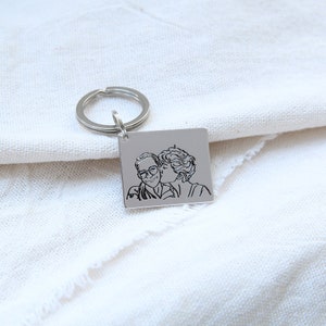 Picture Turn Into Drawing Keychain, Customizable Line Art Keyring ...