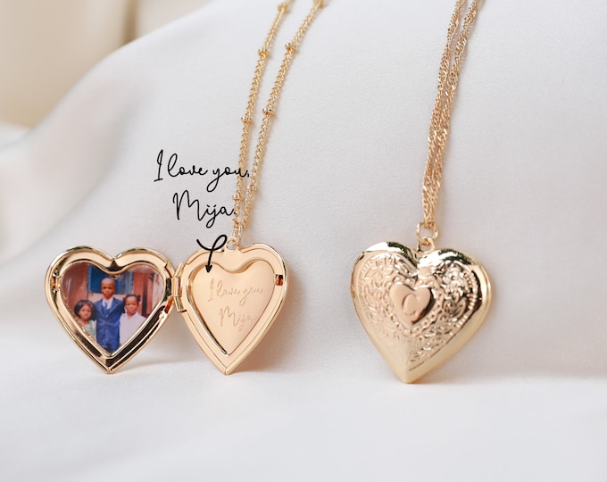 Personalized Heart Locket Necklace - Custom Photo Locket With Engraved ...