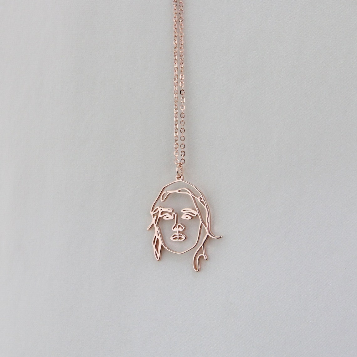 Custom One Line Art Face Necklace, Personalized Portrait Picture Turn ...
