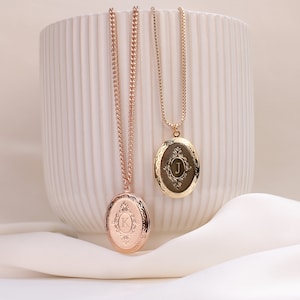 Custom Initial Locket Necklace, Birth Flower Medallion Necklace ...