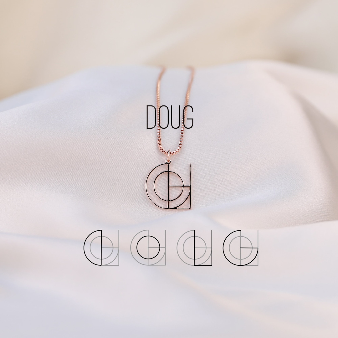 Custom Name Logo Necklace - Personalized Geometric Letter Jewelry ...