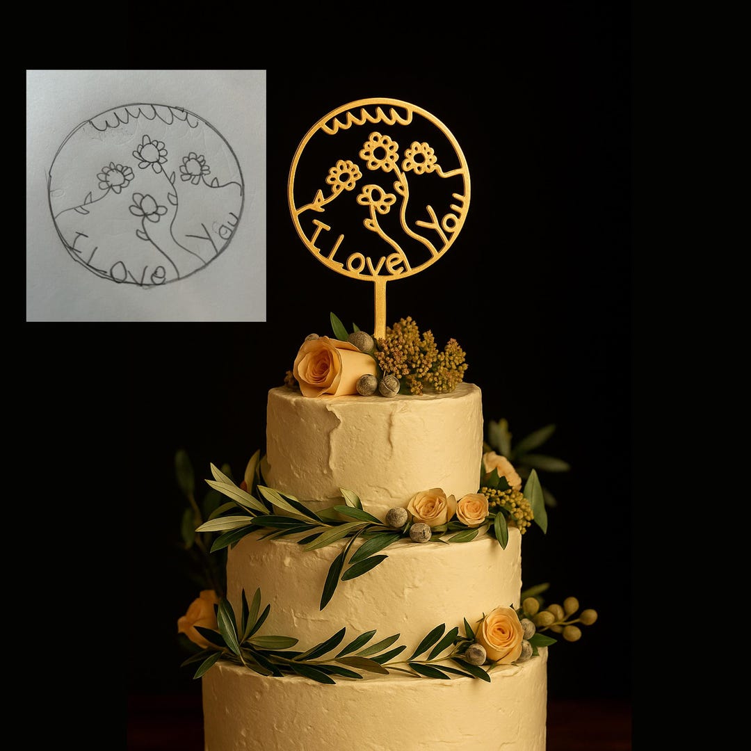 Custom Cake Topper From Drawing – Personalized Keepsake Topper, Hand ...