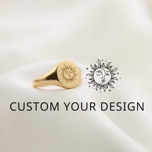 Custom Signet Ring for Men Women,personalized Actual Drawing Logo Name ...