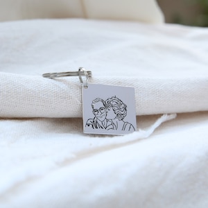 Picture Turn Into Drawing Keychain, Customizable Line Art Keyring ...