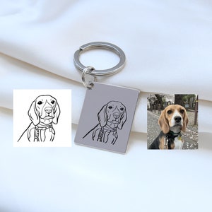 Picture Turn Into Drawing Keychain, Customizable Line Art Keyring ...