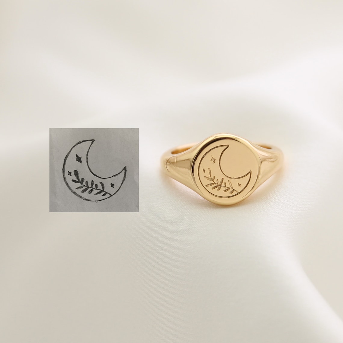 Custom Signet Ring for Men Womenpersonalized Actual Drawing - Etsy