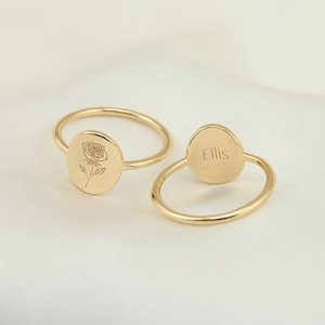 Birth Flower Ring,custom Floral Ring,flower Jewelry,personalized Name ...