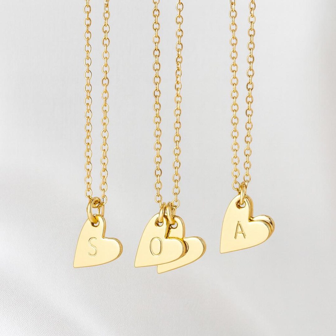 Custom Initial Heart Necklace – Personalized Letter Pendant, Dainty ...