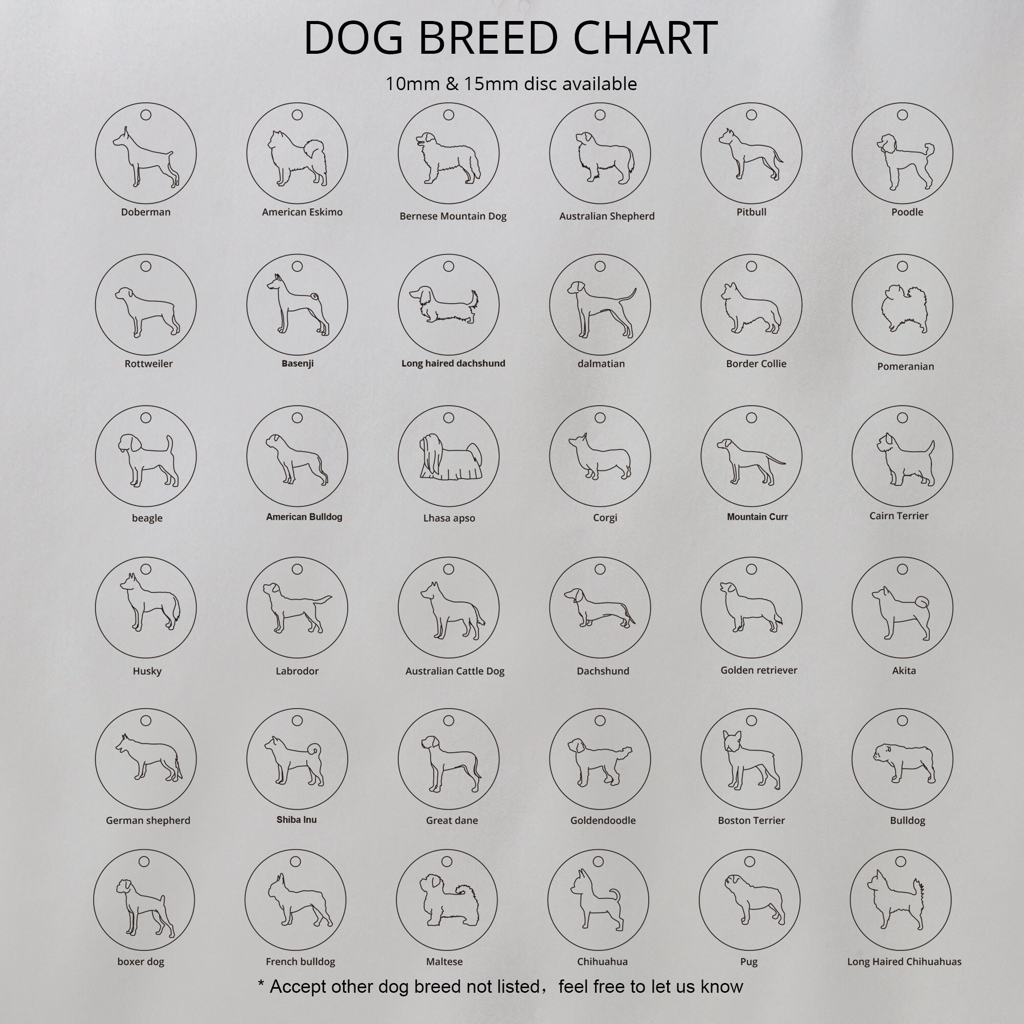 Personalized Dog Breed Disc Necklacecustom Initial Rainbow - Etsy