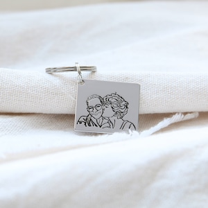 Picture Turn Into Drawing Keychain, Customizable Line Art Keyring ...