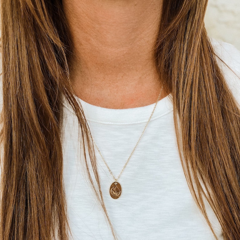 Birth Flower Necklace With Namemonth Floral Necklaceoval - Etsy