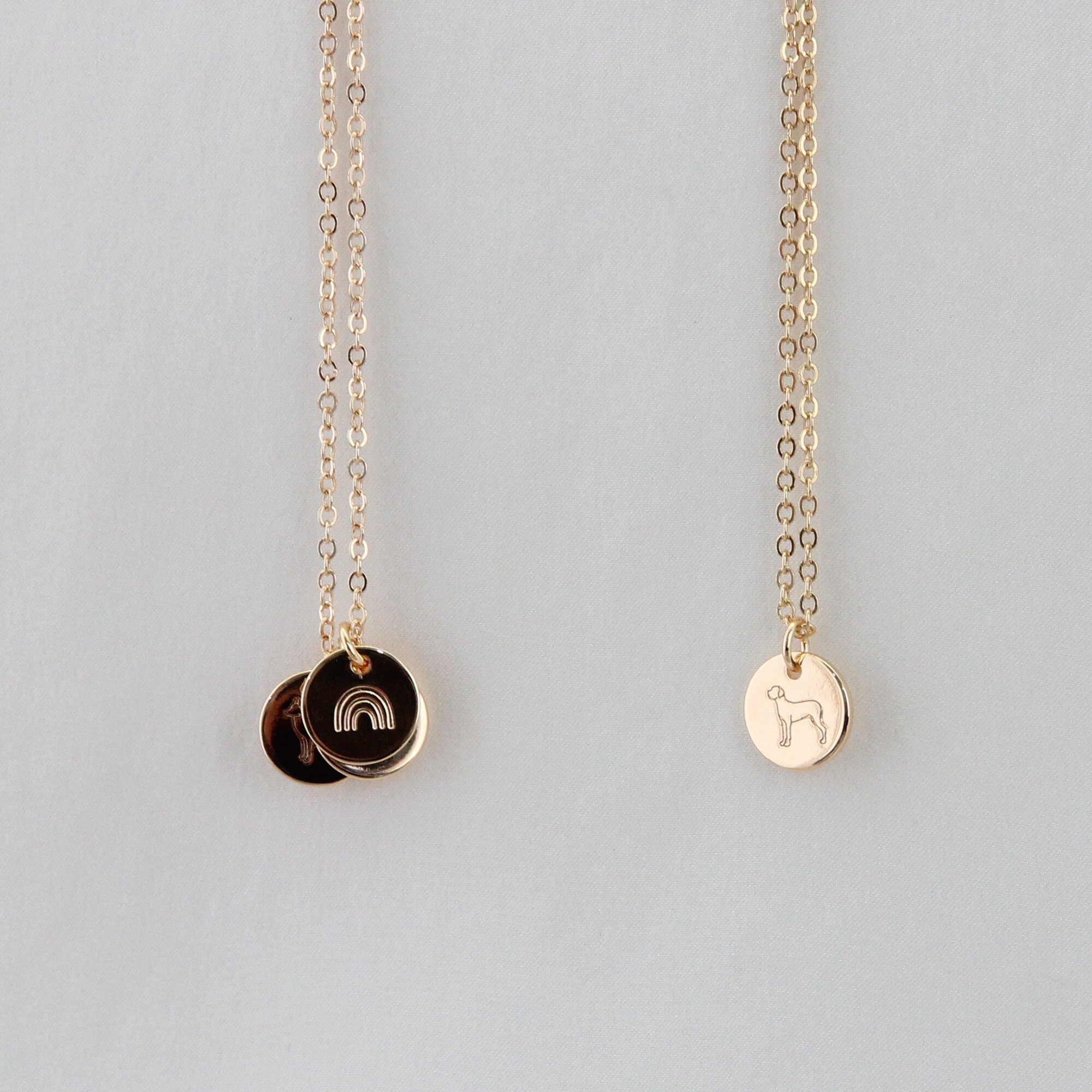 Personalized Dog Breed Disc Necklacecustom Initial Rainbow - Etsy