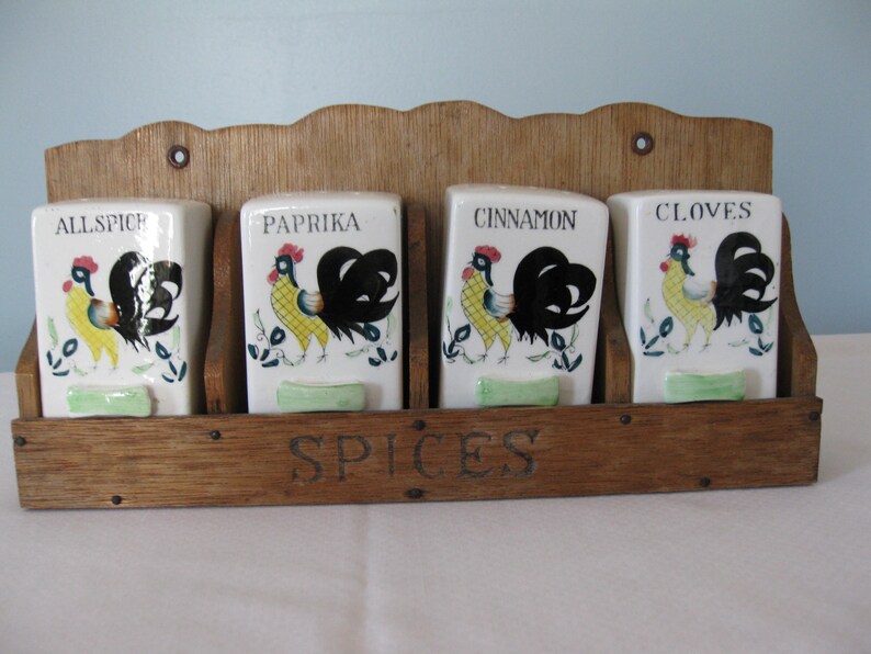 Vintage Spice Rack With Spice Jars. Made in Japan - Etsy