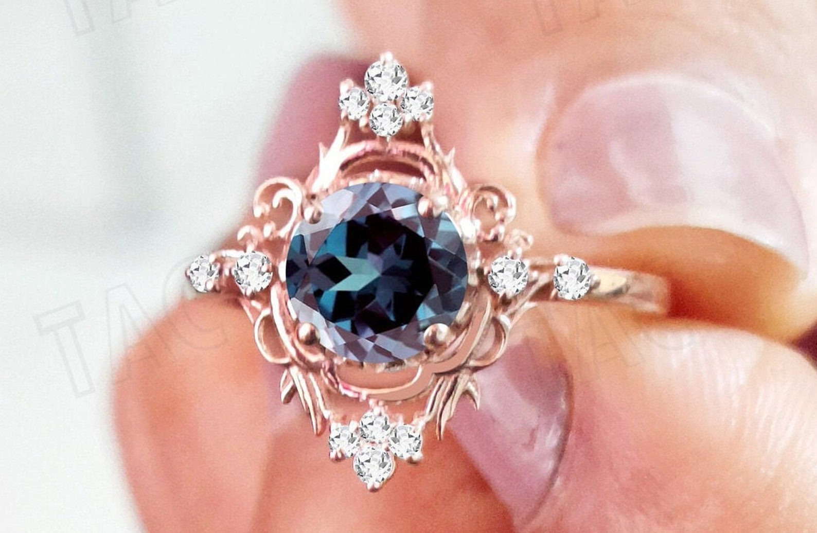 Vintage Alexandrite Engagement Ring for Women 14k Gold Antique - Etsy