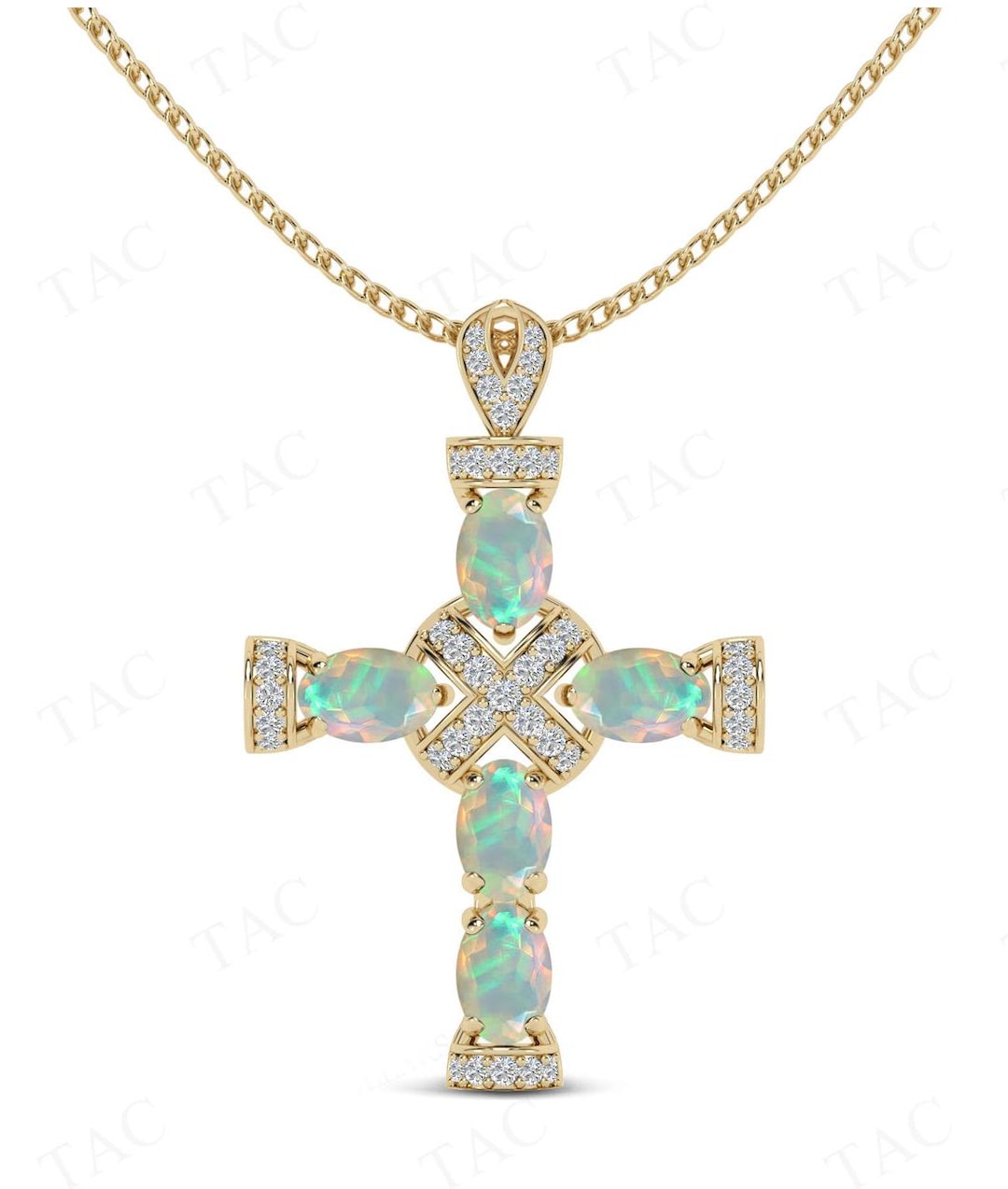 Fire Opal Gemstone Cross Pendant for Women 925 Silver Holy Cross ...