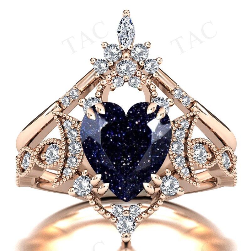 Blue Heart Ring - Etsy