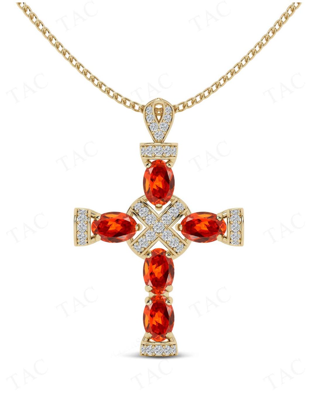 Unique Orange Sapphire Cross Pendant for Women 925 Silver Holy Cross ...