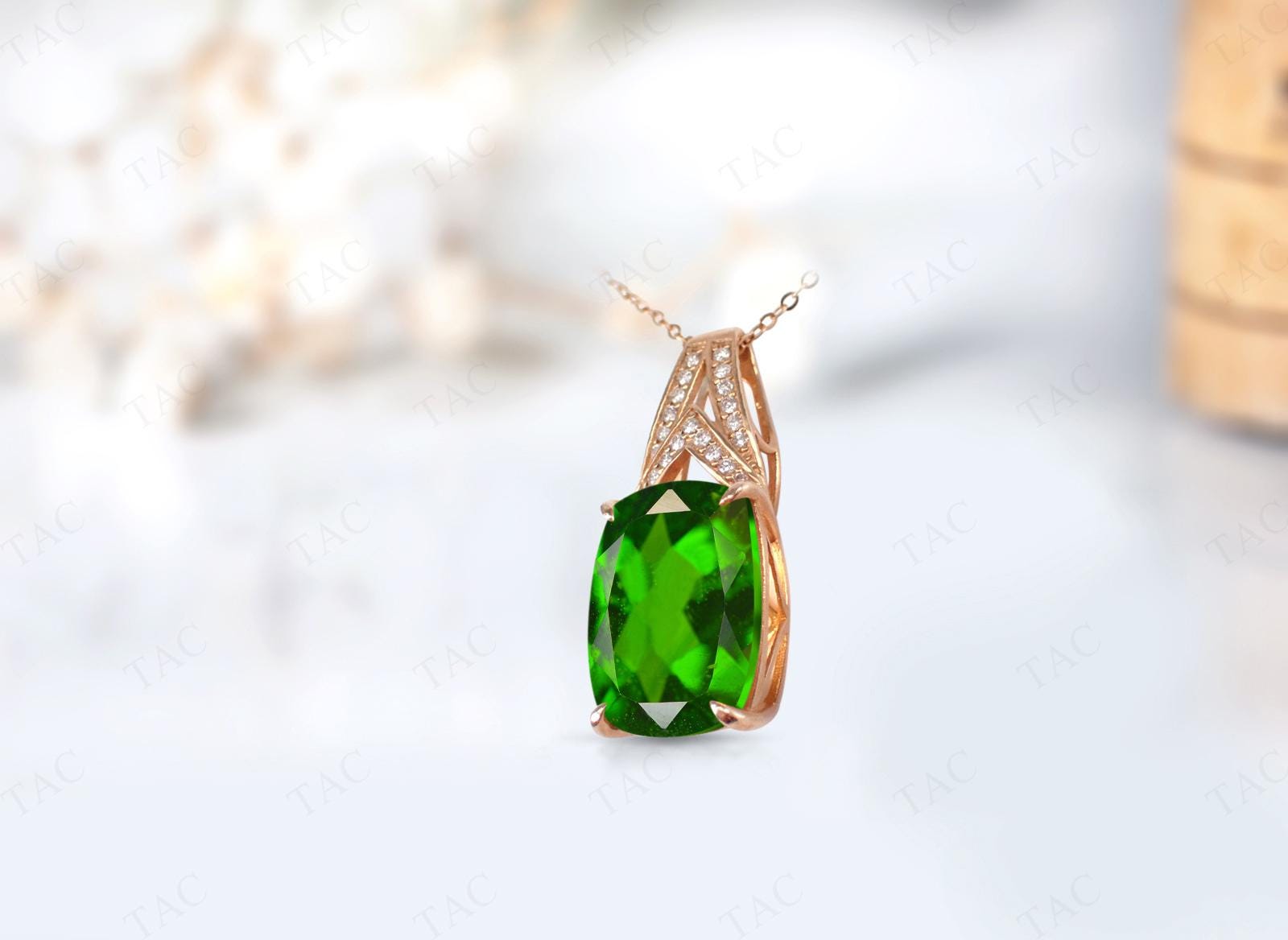 4.CT Vintage Chrome Diopside Pendant for Women 925 Silver Chrome ...