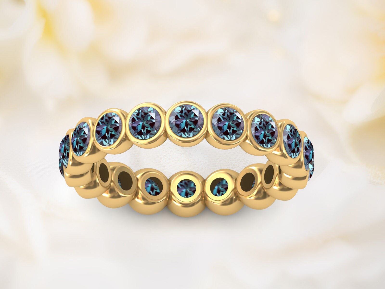 Full Eternity Alexandrite Wedding Band 14k Gold Alexandrite - Etsy