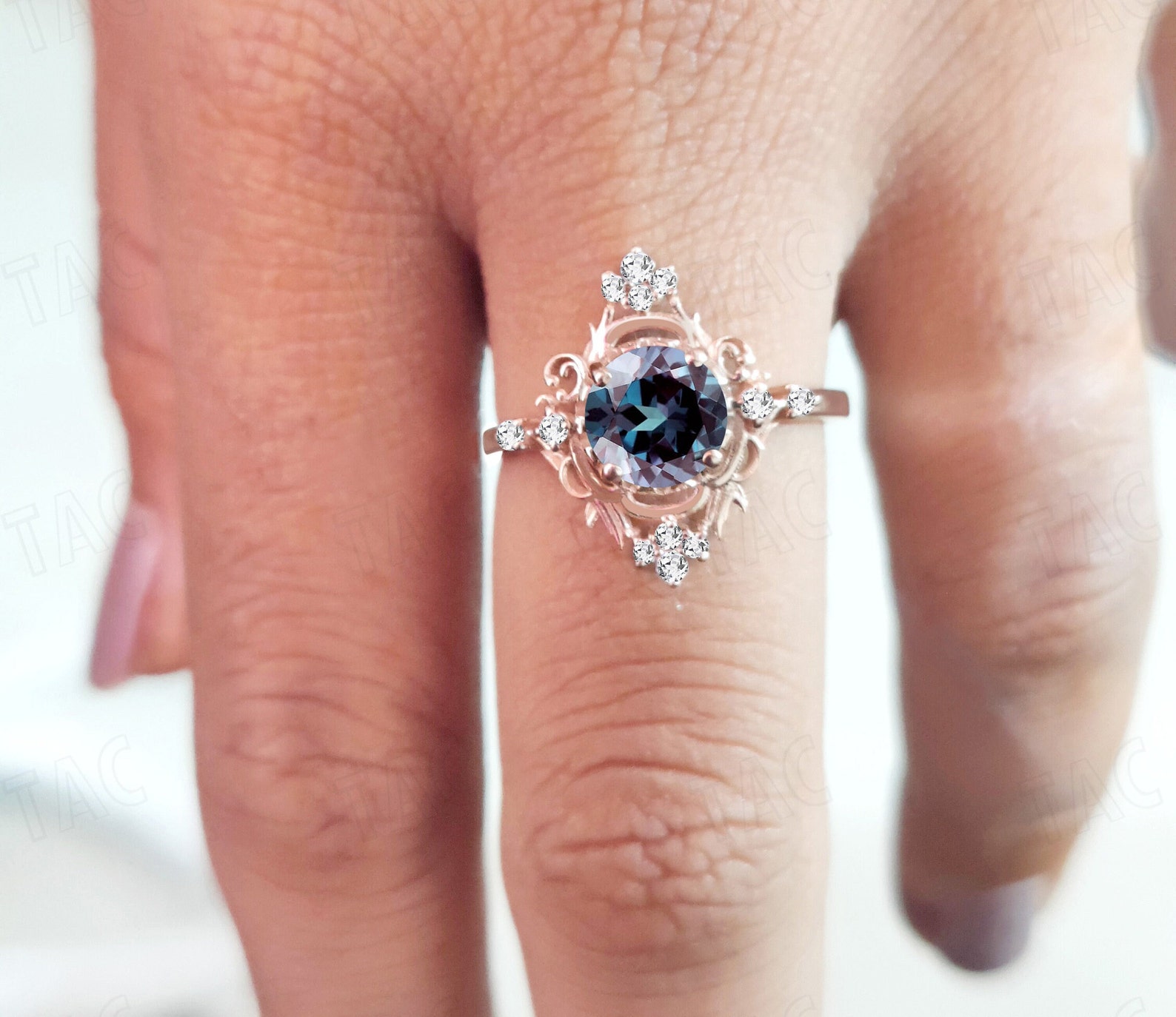 Vintage Alexandrite Engagement Ring for Women 14k Gold Antique - Etsy