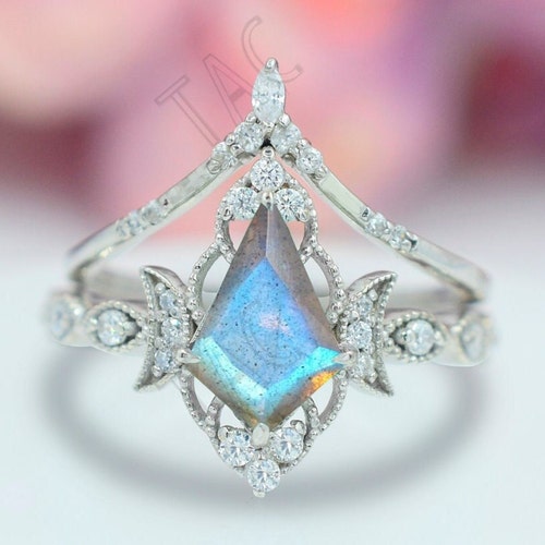 Rainbow Labradorite Round Ring Gemstone Natural sterling - Etsy