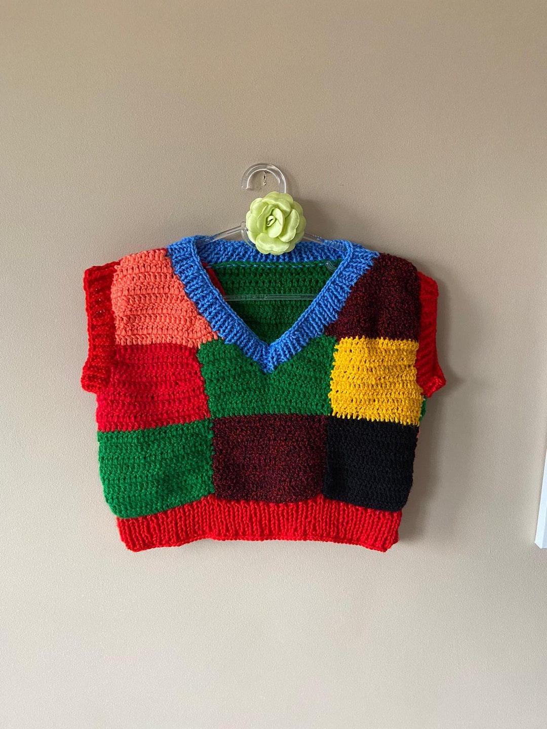 Harry Styles Hand Knit Vest, Crochet Vest, Colorful Vest for Women ...