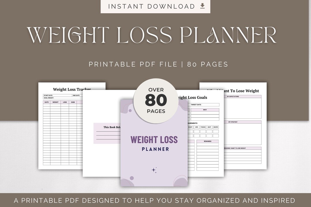 Weight Loss Planner Printable: Fitness & Nutrition Tracker (digital ...