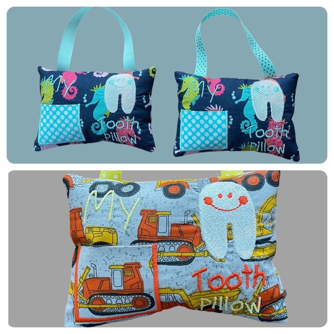 Tooth Fairy Pillow - Seahorses & Construction Trucks - Loose Tooth ...