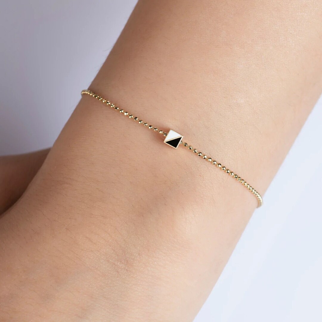 Mine Cube Gold Bracelet Friendship Bracelet 14K Gold Minimalist ...