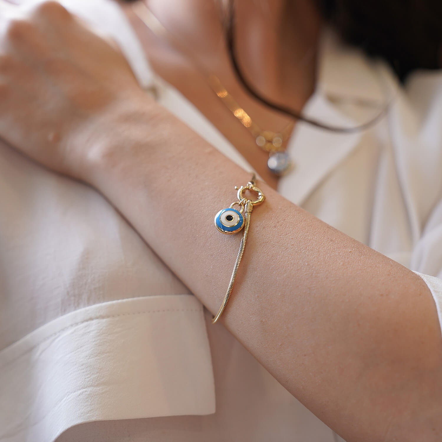 Evil Eye Gold Bracelet Gold Chain 14K Gold Minimalist - Etsy