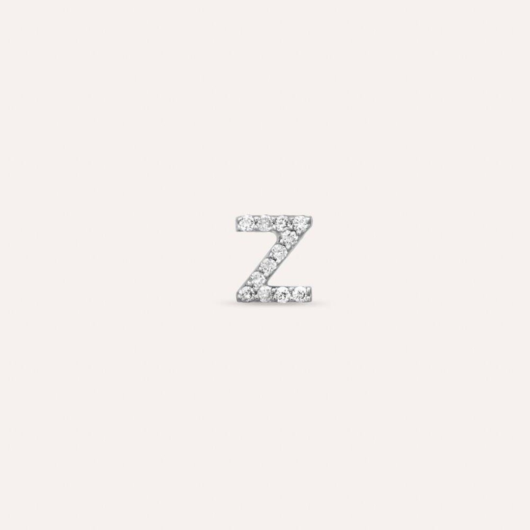 Z Letter Diamond Stone White Gold Mini Single Earrings - Etsy