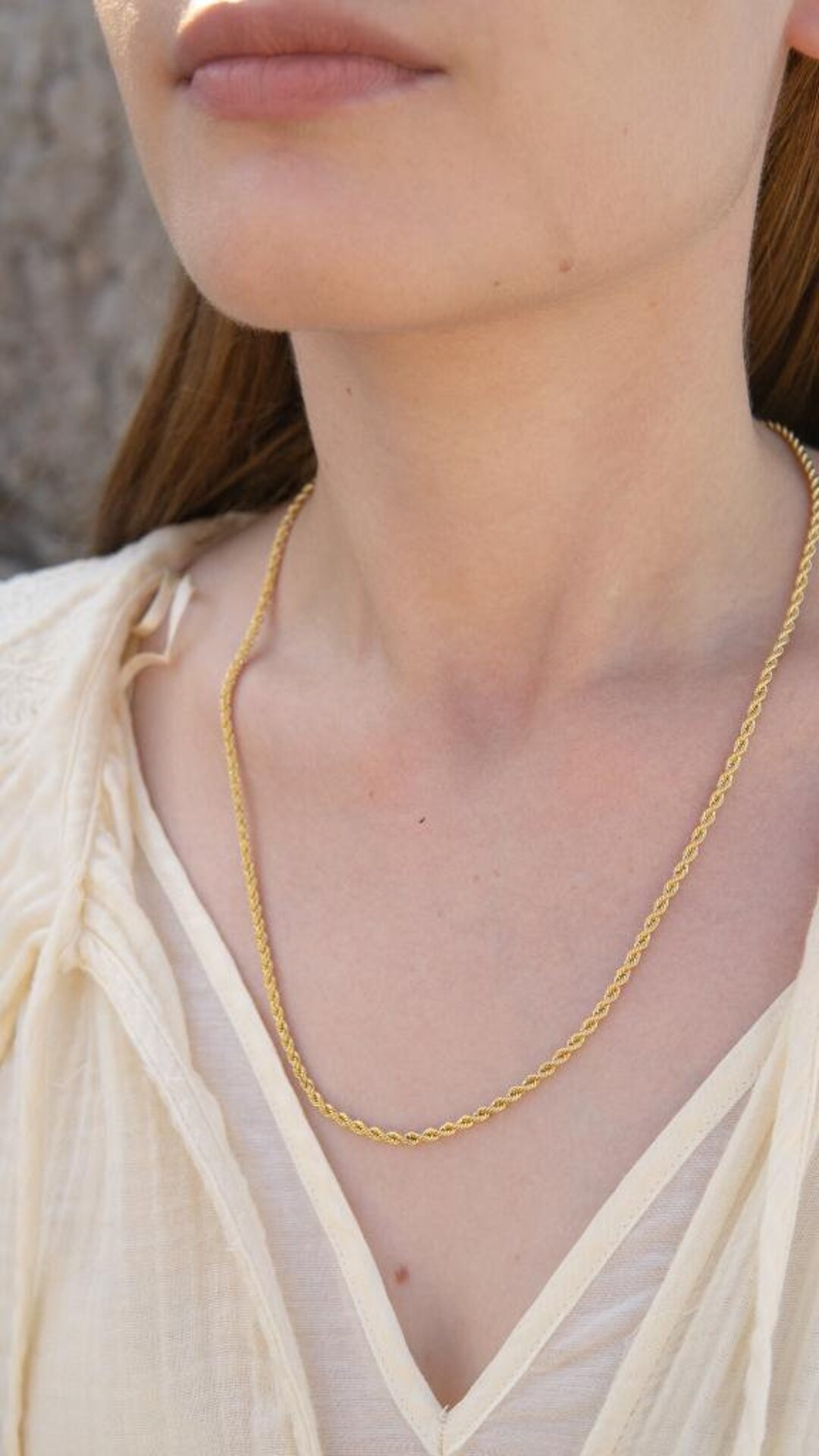 4K Solid Gold Rope Chain Necklace ,genuine Gold Rope Necklace ,trending ...