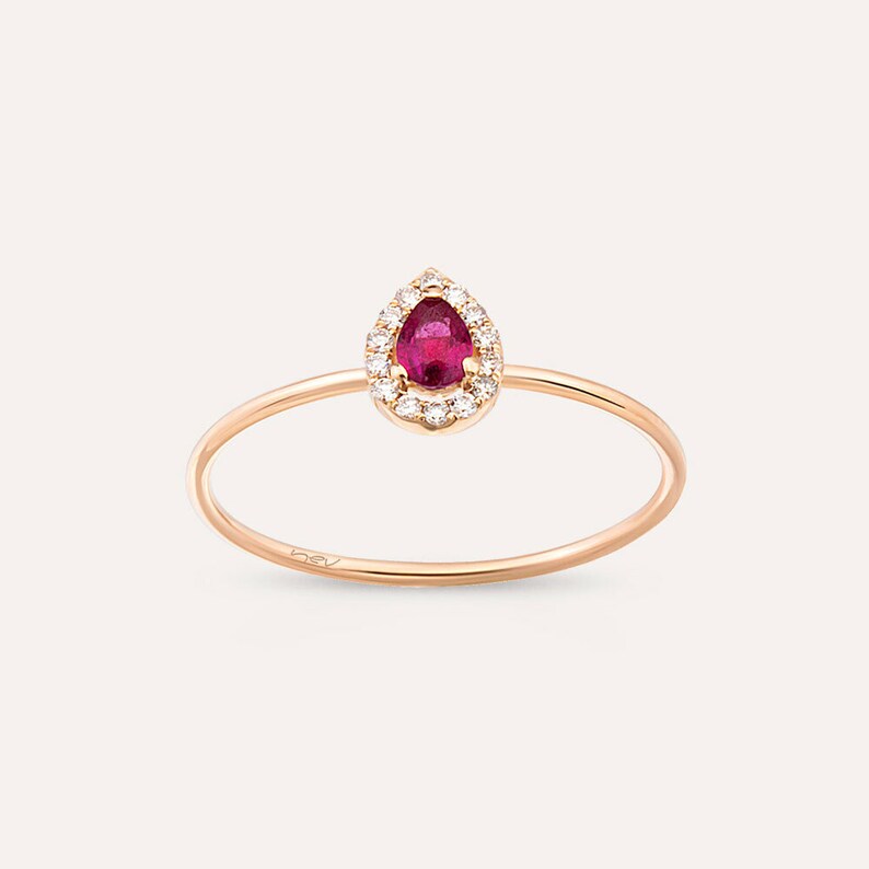 Drop 0.20 Ct Ruby and Diamond Stone Ring - Etsy