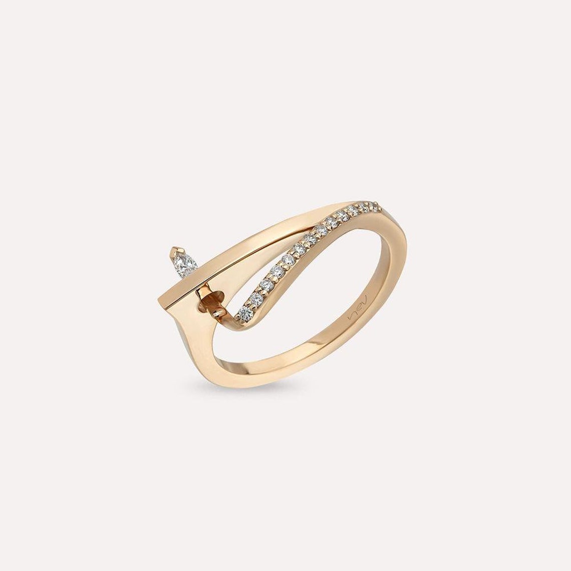 Creativo 0.15 Ct Markiz Cut Diamond Stone Rose Gold Ring Ring - Etsy