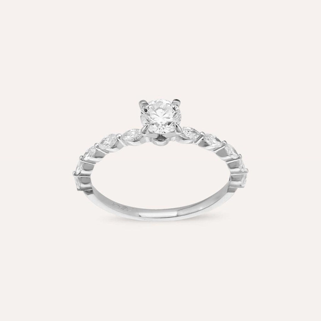 0.87 Ct Markiz Diamond Stone White Gold Ring - Etsy