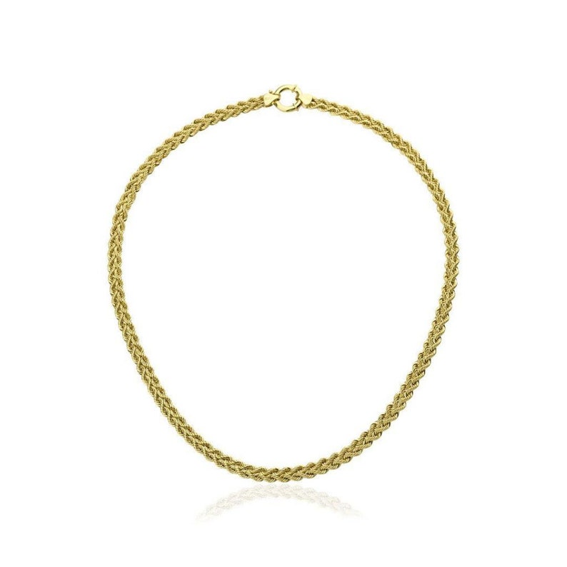 Double Rope Chain Necklace - 14K Solid Gold - Gift Ideas - Womens ...