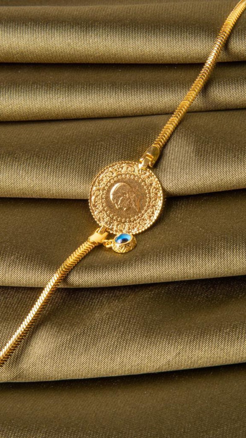 Gold Coin Bracelet Turkish Gold Coin Bracelet Ceyrek Altin - Etsy