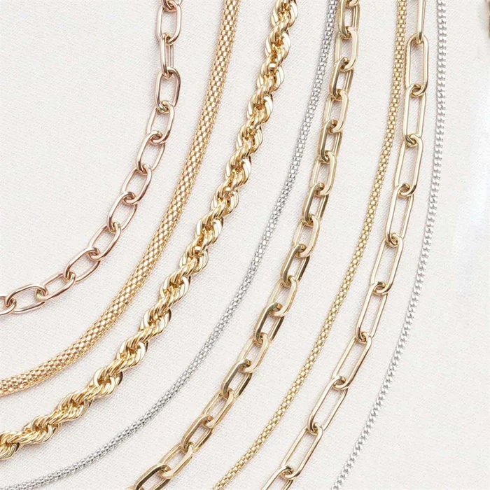 Link Popcorn Chain Gold Necklace Popcorn Chain Gold Gift for Her 14K ...