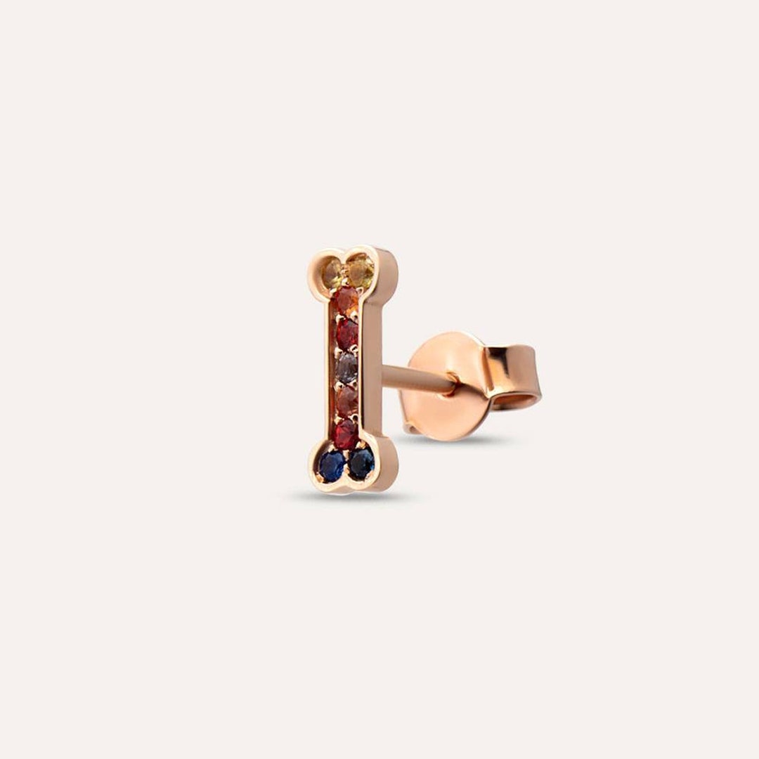 Droopy Multicolor Sapphire Stone Rose Golden Single Earrings - Etsy