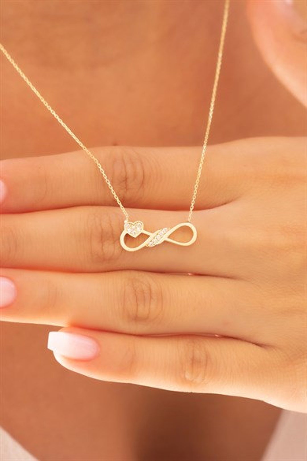 İnfinity Gold Necklace - 14K Gold - Gold Chain Necklace - Dainty Gold ...