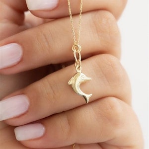 Dolphin Gold Necklace - 14K Gold -good Luck Gifts - Gold Chain - Dainty ...