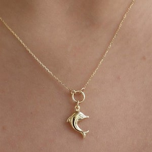 Dolphin Gold Necklace - 14K Gold -good Luck Gifts - Gold Chain - Dainty ...