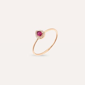 Drop 0.20 Ct Ruby and Diamond Stone Ring - Etsy