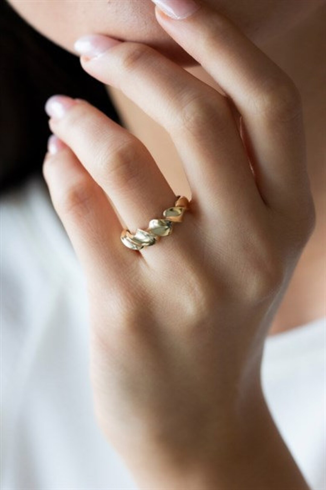 Auger Ring 14K Gold Gift for Her Everyday Jewelry Merry Chirstmas Minimalist Ring Auger Promise ...