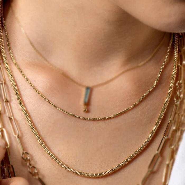 Link Popcorn Chain Gold Necklace Popcorn Chain Gold Gift for Her 14K ...