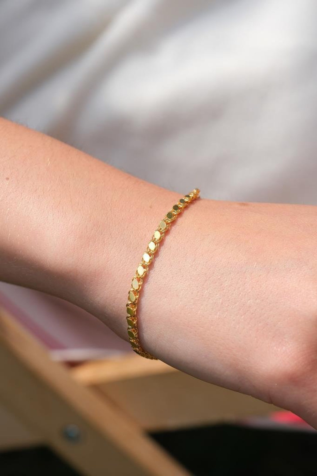 14K Gold Disc Bracelet , 14K Gold Circle Bracelet,14k Gold Coin ...