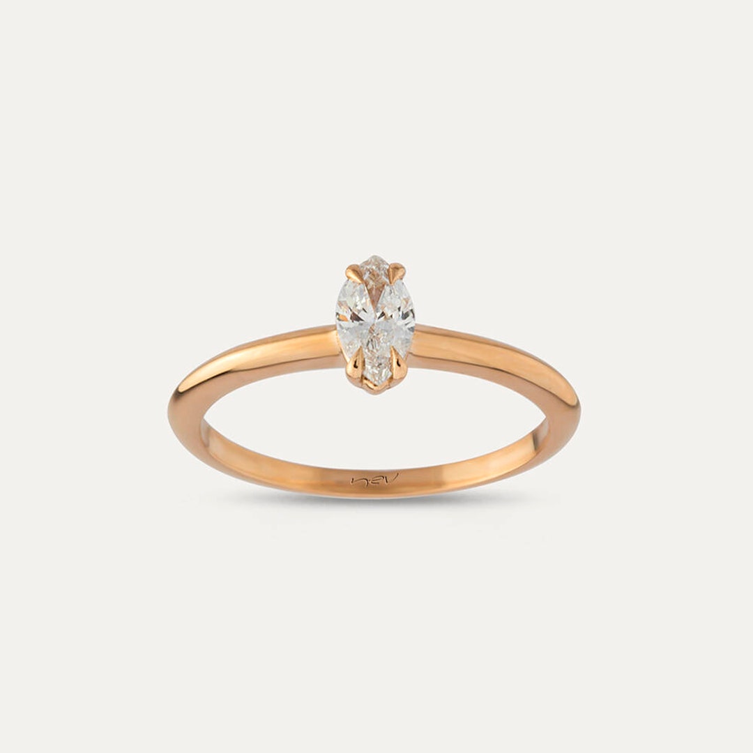 0.33 Ct Markiz Cut Diamond Solitaire Ring - Etsy