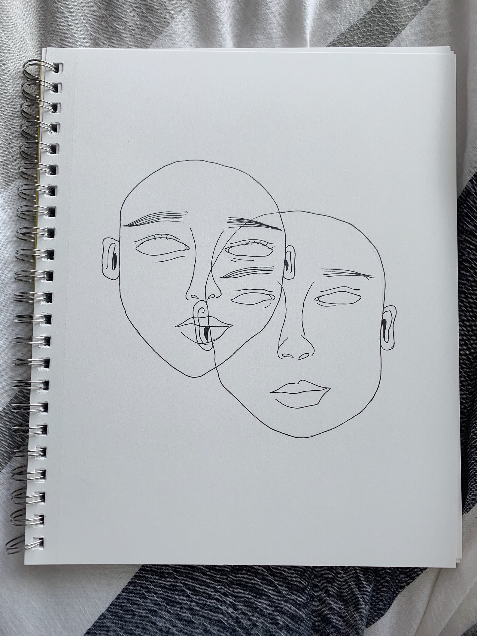 Two Faces Fine Line Art - Etsy